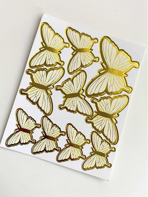 Gold & White Butterfly Cake Topper Kit (10pcs) – Cake Central Barbados
