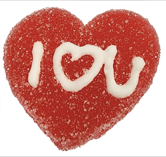 "I Love You" Red Gummy Heart – Cake Central Barbados