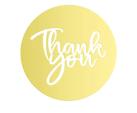 "Thank You" Acrylic Disc Topper (GOLD) – Cake Central Barbados
