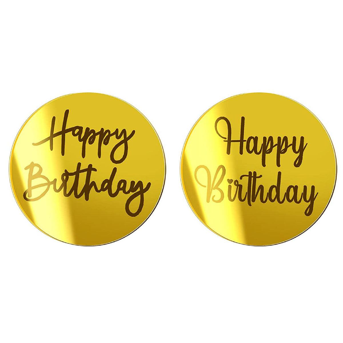 "Happy Birthday" Acrylic Disc Topper (GOLD) – Cake Central Barbados